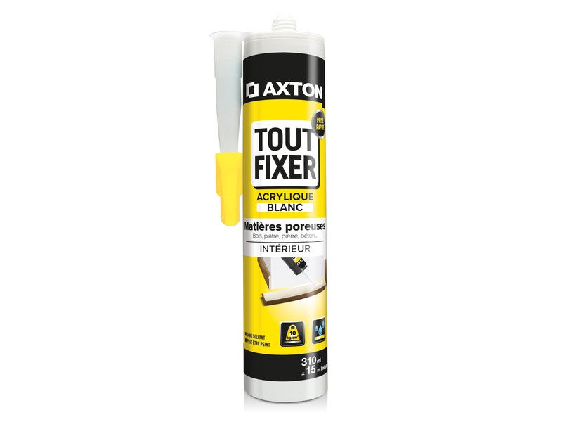 Colle mastic tout fixer au mur, AXTON, 310 ml blanc