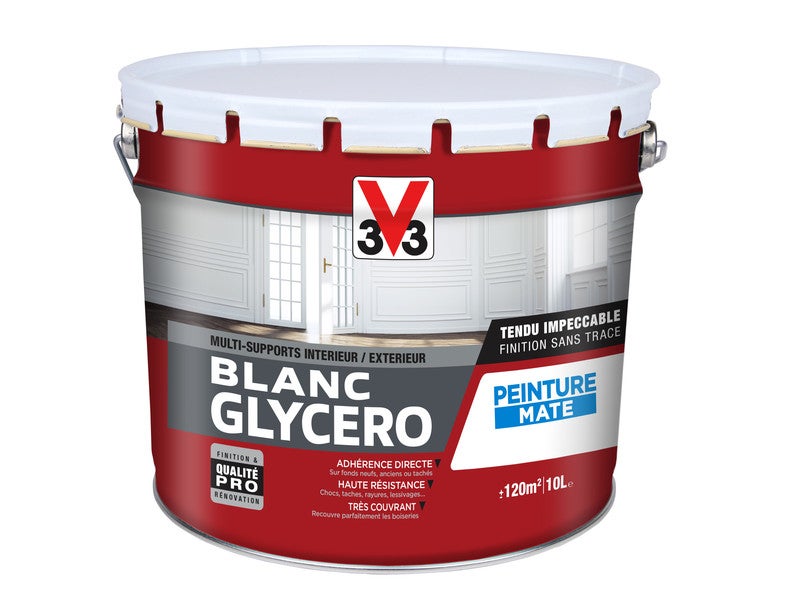 Peinture Multisupport V33 Glycéro Blanc Mat, 10 L