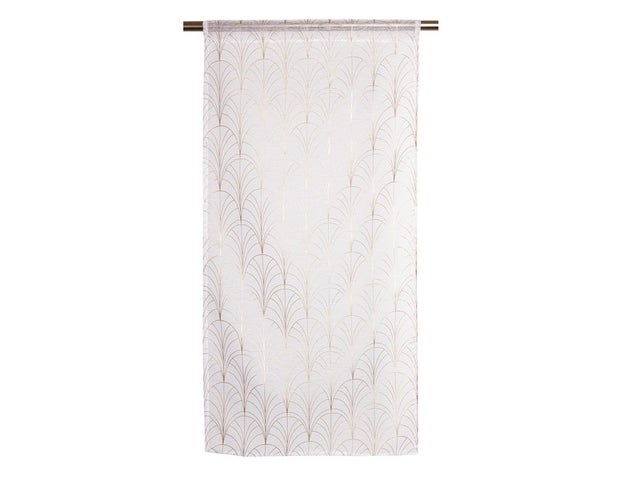 Paire de vitrages transparent Tamara blanc et dore l. 45 x H. 120 cm