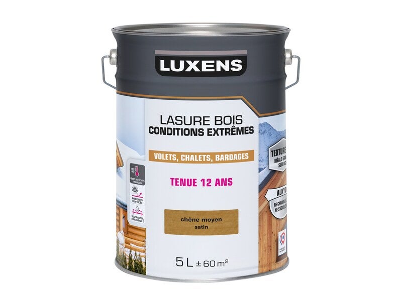 Lasure LUXENS Conditions extrêmes 12 ans chêne moyen brillant 5 litres