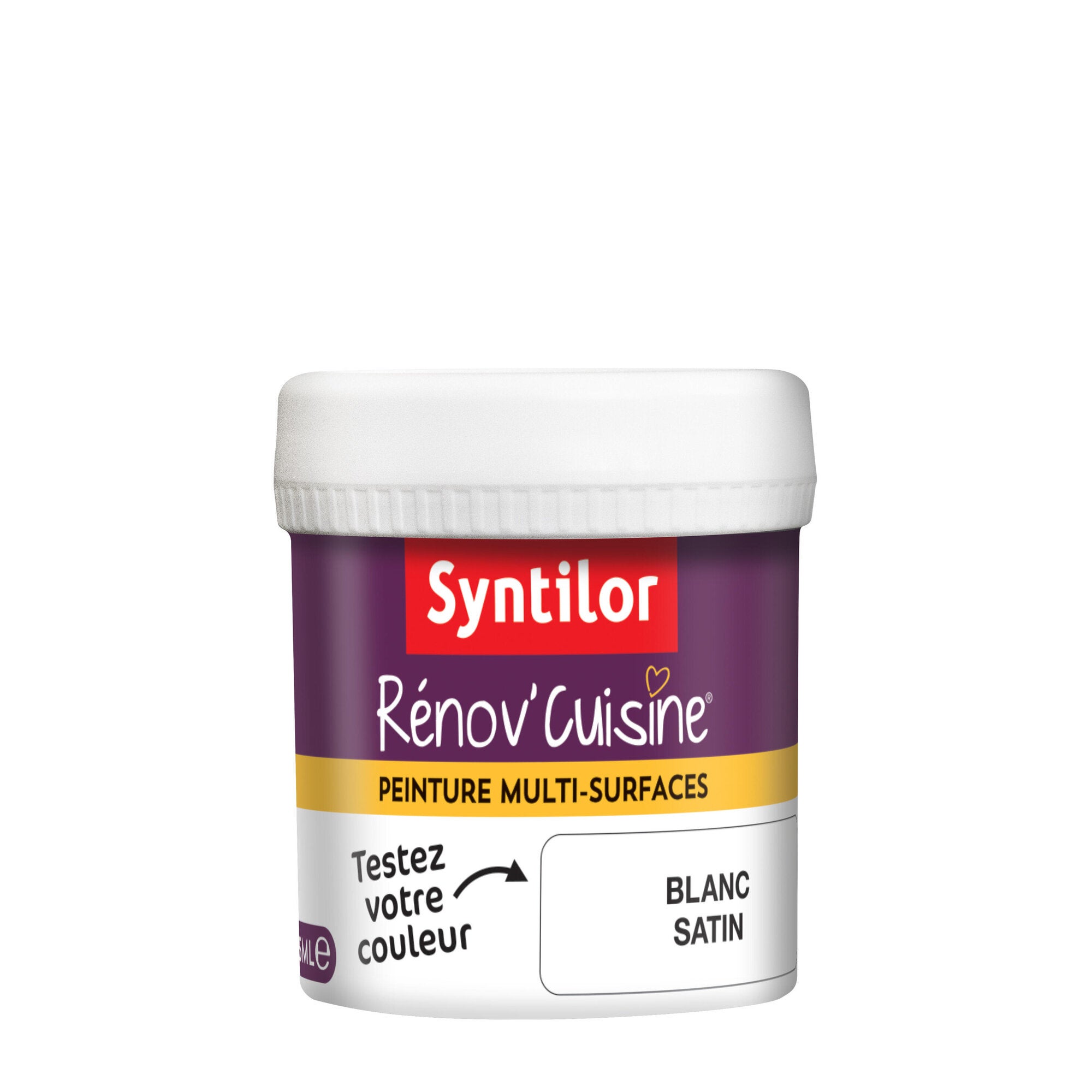 Testeur peinture cuisine Rénov'cuisine SYNTILOR blanc satiné 0.075 l